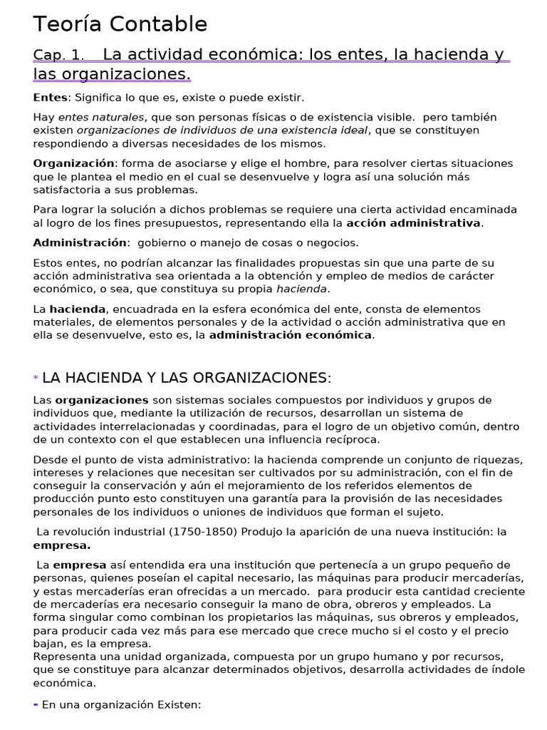 Teoría Contable, RESUMEN | PDF | Contabilidad | Hoja de balance