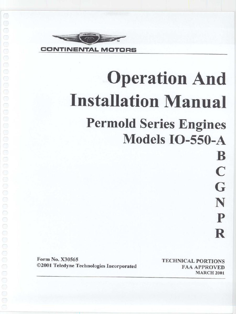 Continental Motors Io 550 Operation and Installation Manual PDF Free | PDF