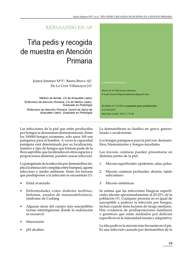 Tiña Pedis: Diagnóstico y Tratamiento | PDF | Medicina | Enfermedades y ...