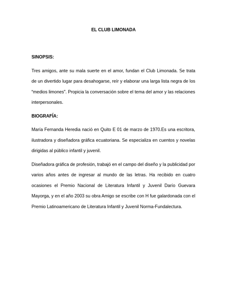 El Club Limonada | PDF