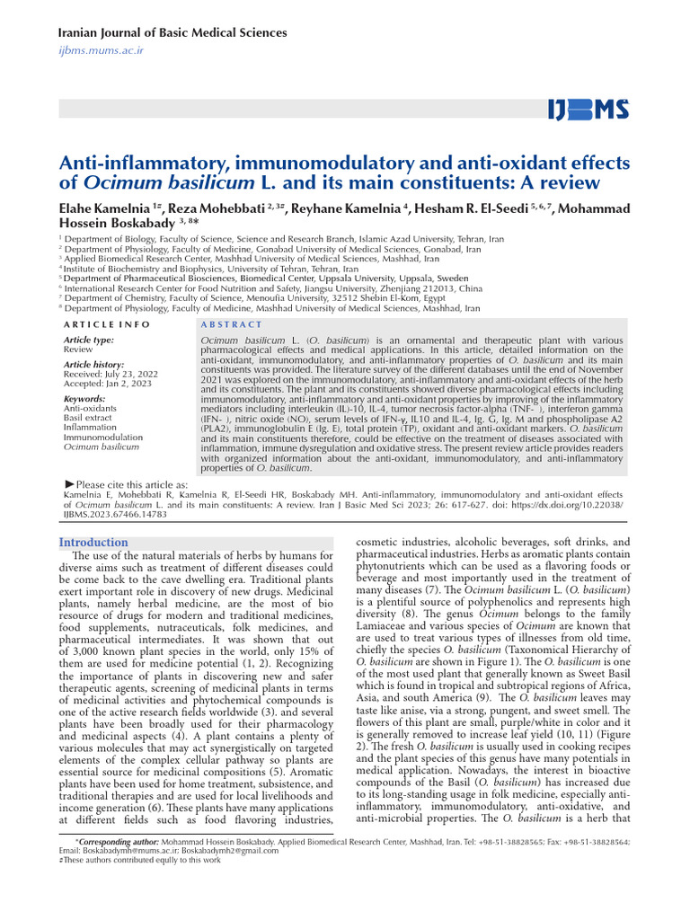 2023_Kamelnia Et Al._ Anti-Inflammatory, Immunomodulatory and Anti ...
