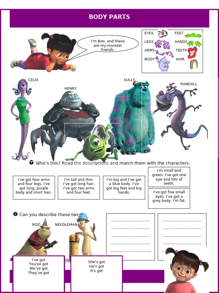 Body Parts Have-Has Got Practice Monster Inc | PDF