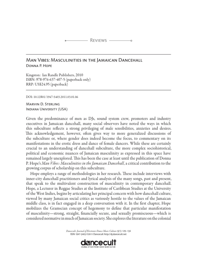 Jamaican Dancehall Masculinities Explored | PDF | Masculinity ...