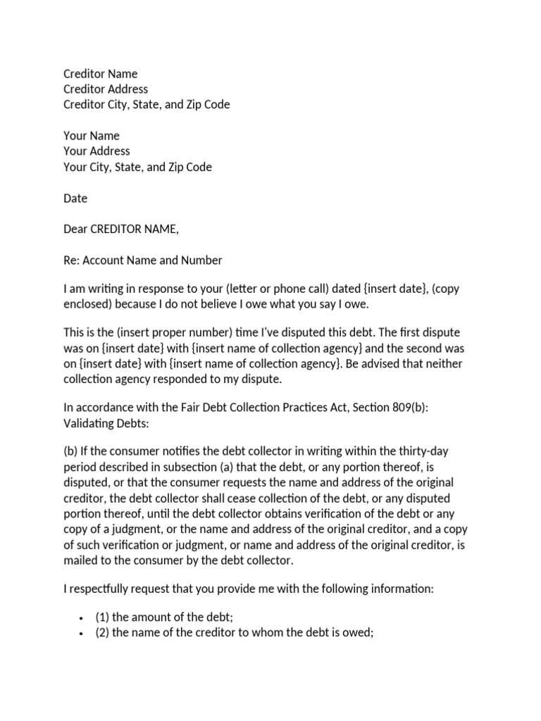 Response After Failed Debt Validation | PDF | Business Law