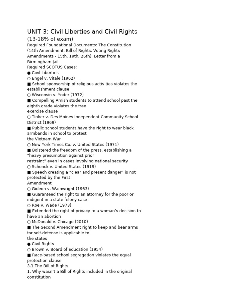 Unit 3 Review Ap Us Gov | PDF | Incorporation Of The Bill Of Rights ...