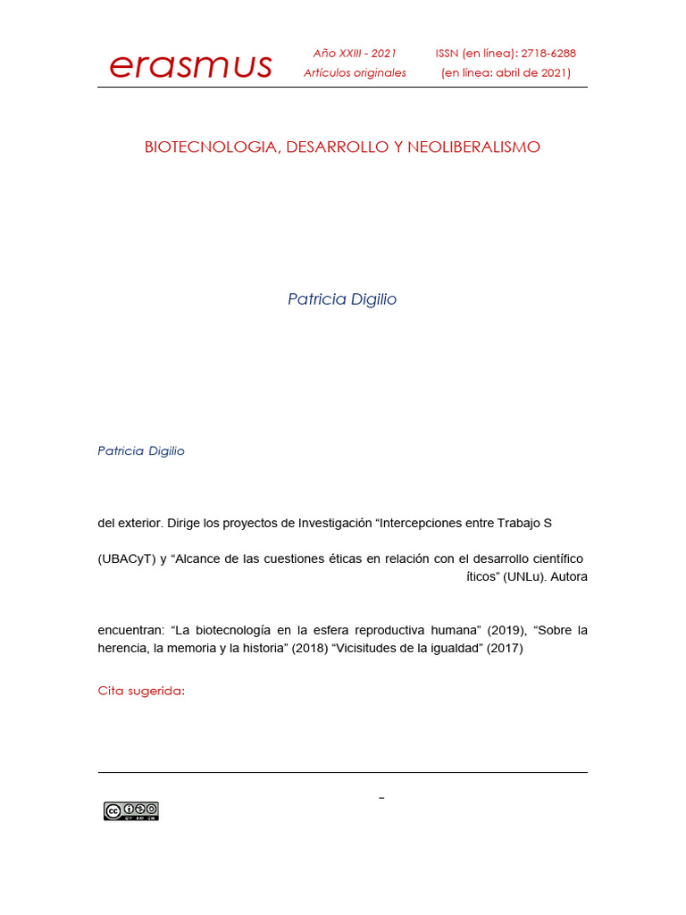 2-02 Digilio. Biotecn, Desarr y Neoliberalismo | PDF | Agricultura ...
