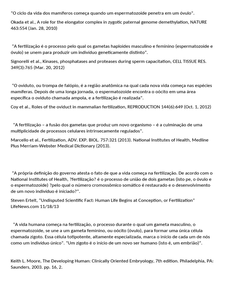 36 Sentenças Sobre o Inicio Da Vida | PDF | Fertilização | Humano