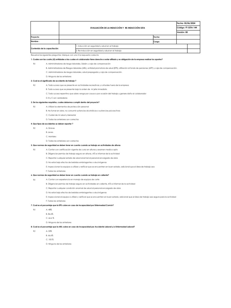 FT-SSTA-144 EVALUACI N DE LA INDUCCI N Y RE-INDUCCI N SSTA.pdf (1) | PDF