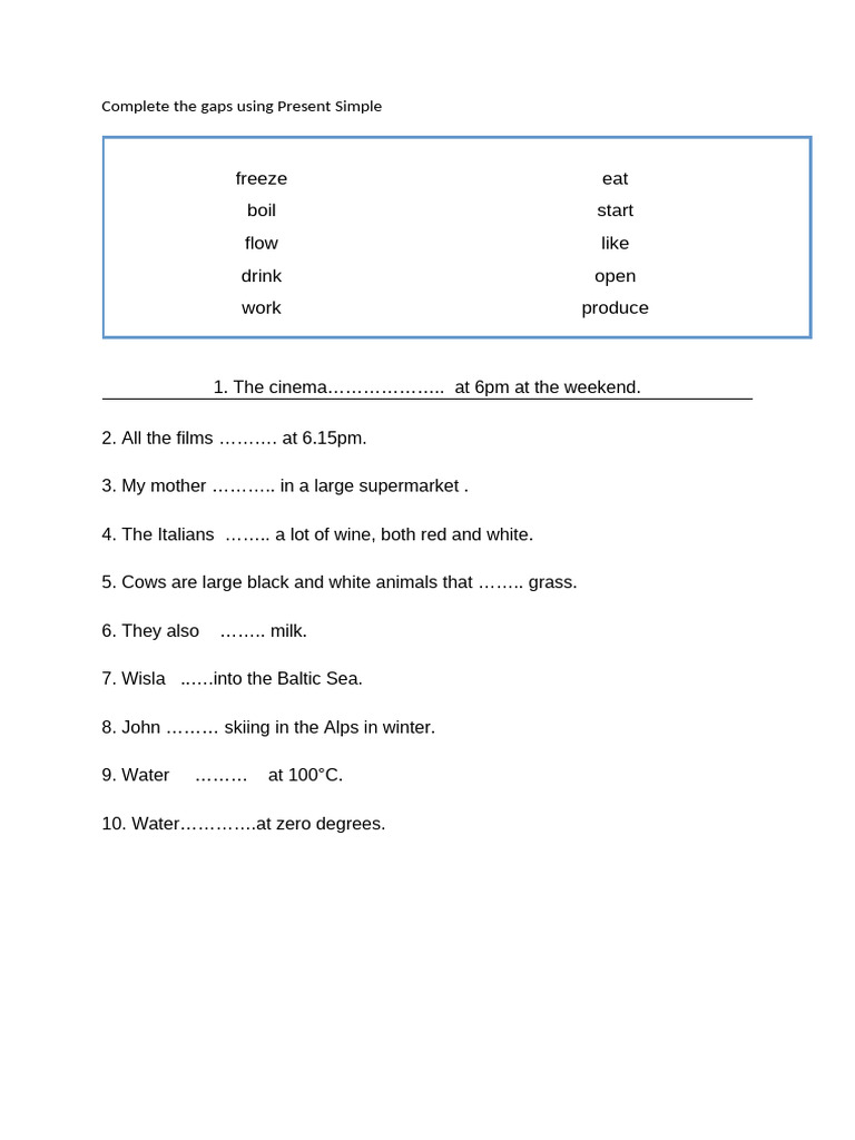 Complete The Gaps Using Present Simple | PDF