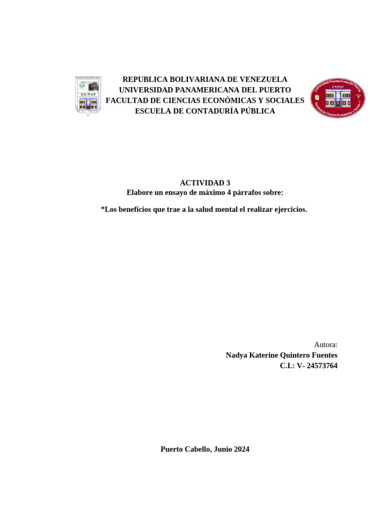 Beneficios del ejercicio en salud mental | PDF | Ansiedad | Trastorno ...