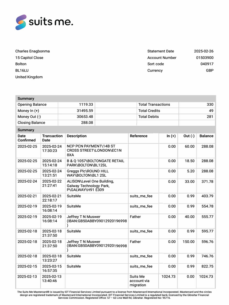 Statement 2024 08 26 2025 02 26 | PDF | Master Card | Retail Financial ...