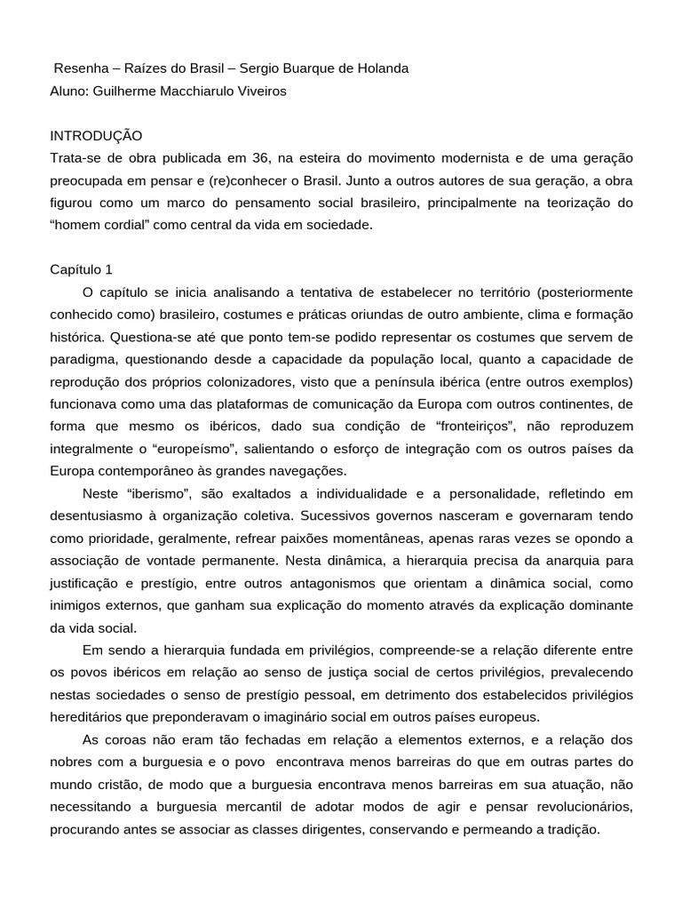 Resenha Raizes Do Brasil | PDF | Economia | Escravidão