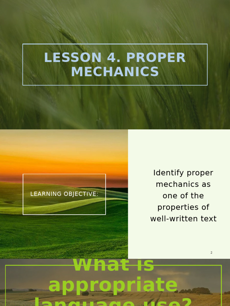 Lesson 4 - PROPER MECHANICS | PDF