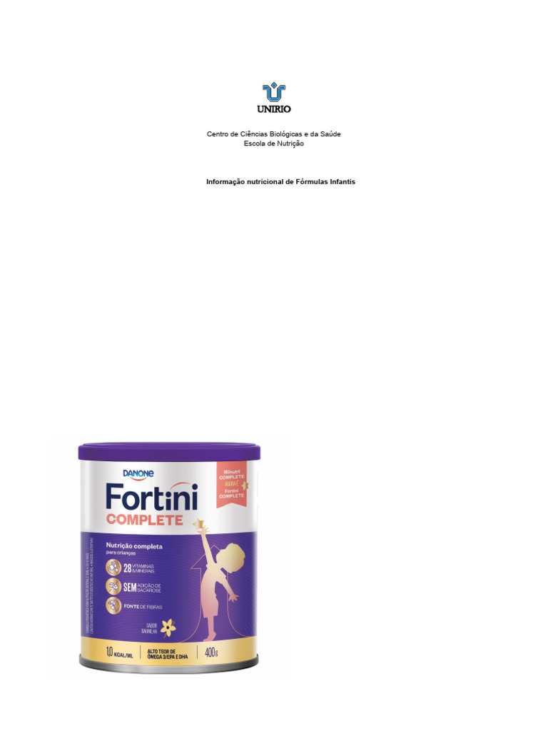 Suplementos Alimentares Infantis (Fórmulas Infantis) | PDF | Vitamina ...