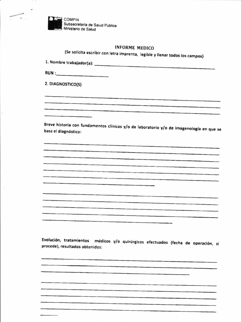 Informe Médico COMPIN: Plantilla y Ejemplo | PDF