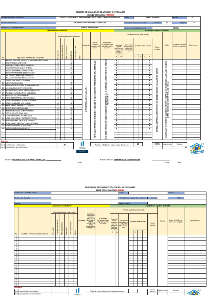 Registro Mensual 2022 Ericka 2 Mes | PDF