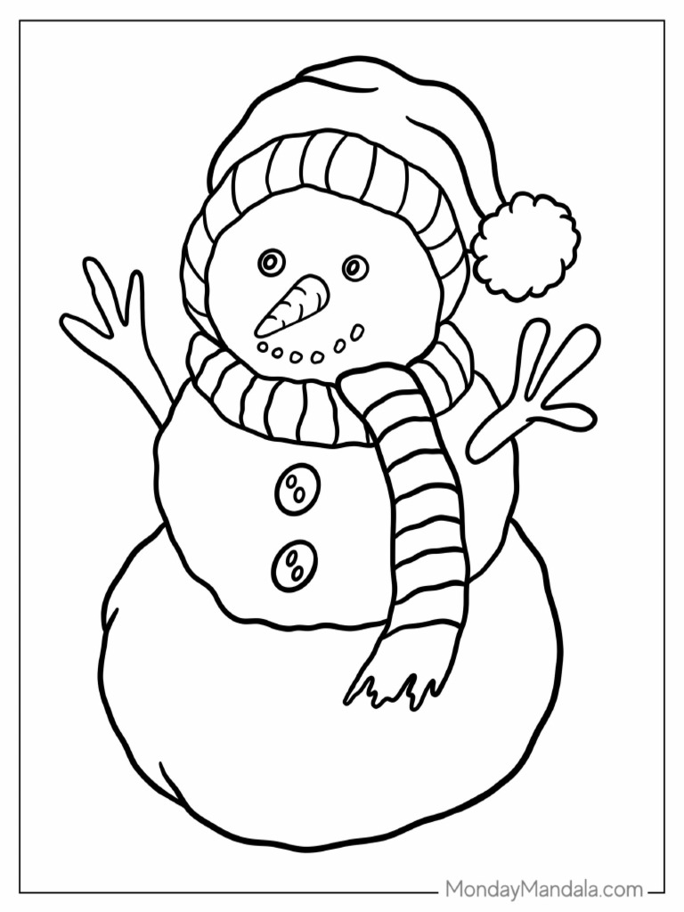 Easy Outline of A Snowman With Carrot Nose and Stick Hands | PDF