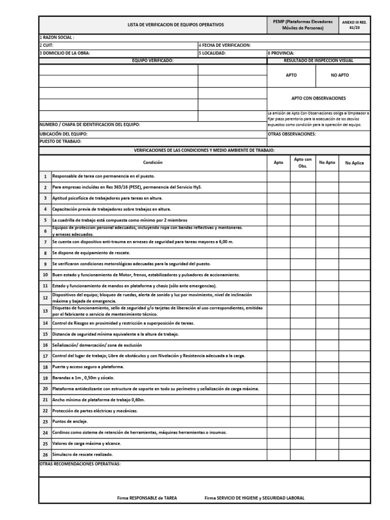 10-PEMP - Planilla Res 61 | PDF
