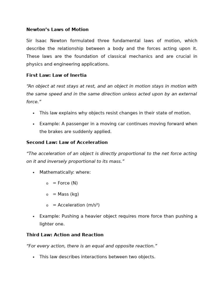 Newton's Laws of Motion Explained | PDF