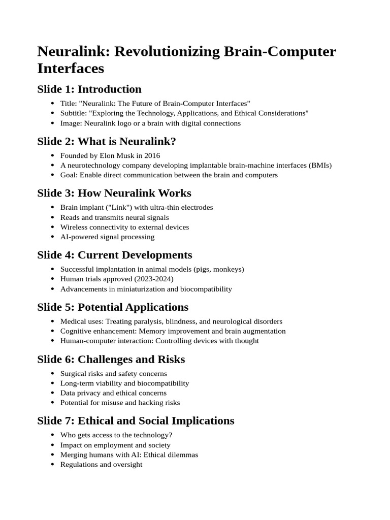 Neuralink: Revolutionizing Brain-Computer Interfaces | PDF