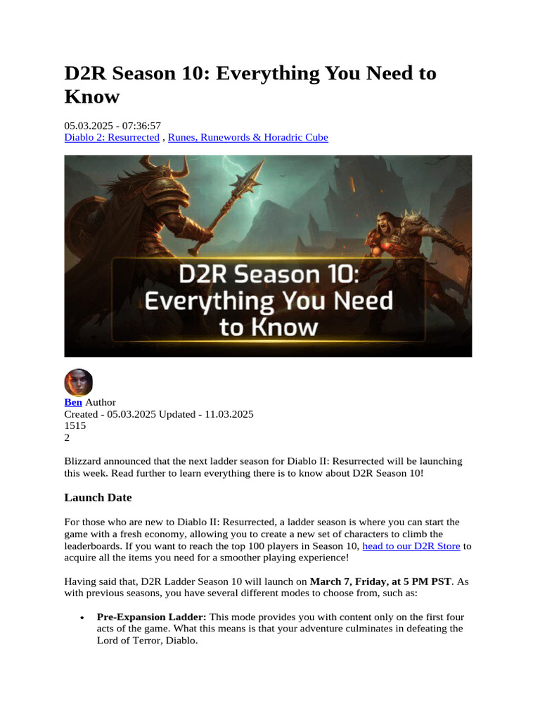 D2R Season 10 Everything You Need To Know | PDF | Blizzard Entertainment