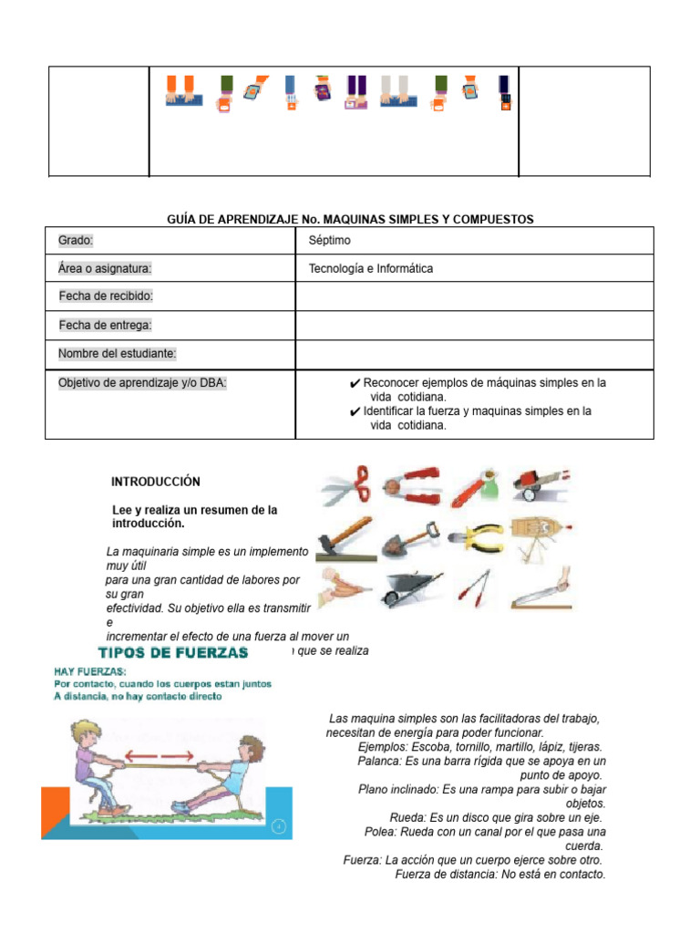 Guía de Máquinas Simples y Compuestas | PDF | Palanca | Máquinas