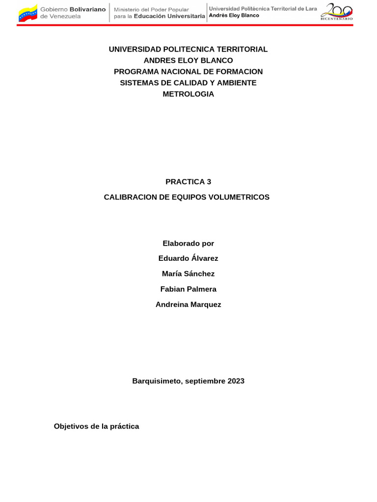 Practica3 3 | PDF | Calibración | Medición
