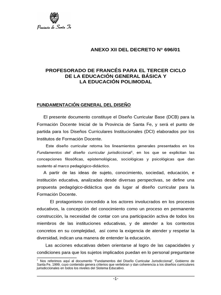 Programa Estudios Profesorado Frances 696-01 - Frances Secundaria | PDF ...
