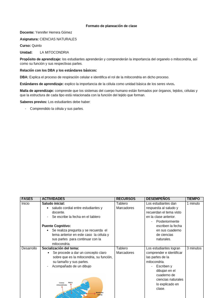 Yennifer Planeacion de Clase | PDF | Aprendizaje | Laboratorios