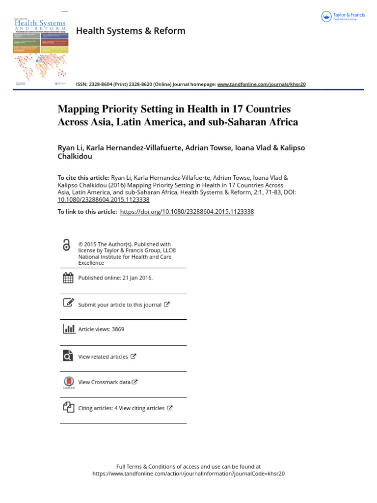 Health Priority Setting in 17 Countries | PDF | Governance | Policy