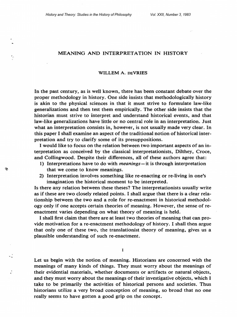 Historical Interpretation and Meaning | PDF | Semantics | Thought