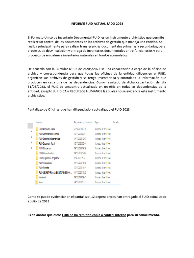 Informe Fuid Actualizado 2023 | PDF