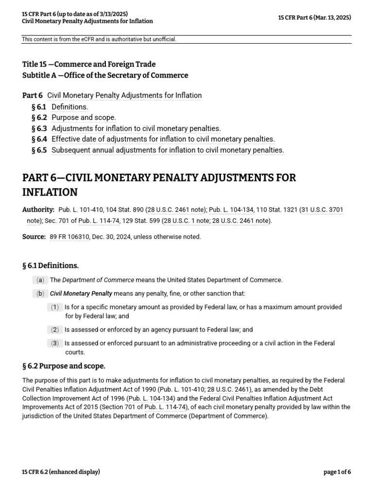 Civil Penalty Inflation Adjustments | PDF | Tuna | United States Code