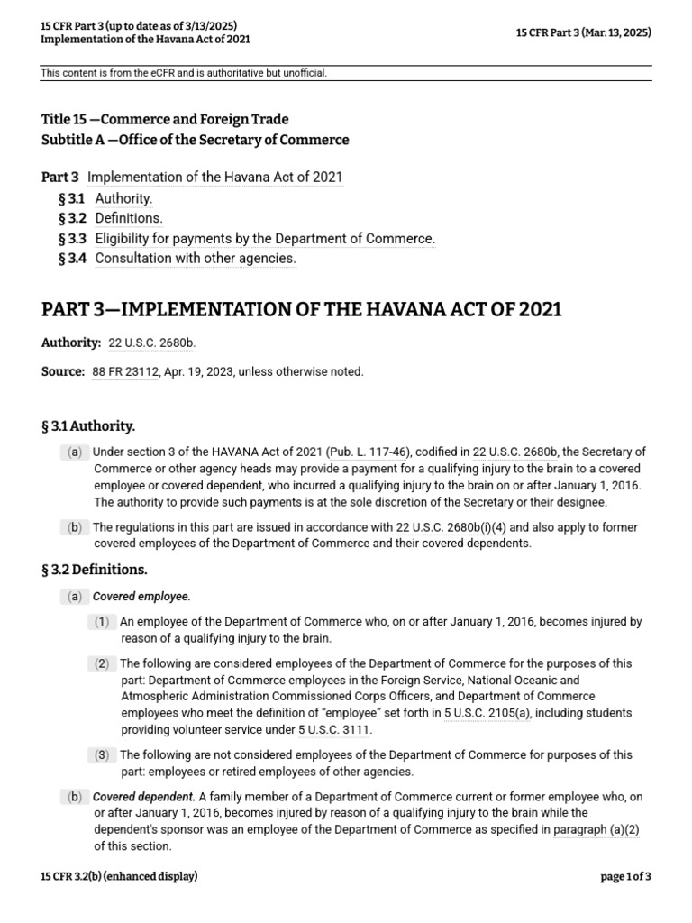 15 CFR Part 3 (Up To Date As of 3-13-2025) | PDF | Neurology | Social ...