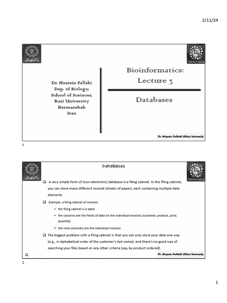 2024.HF BioInformatics Lec3p | PDF | Nucleic Acid Sequence | Bioinformatics