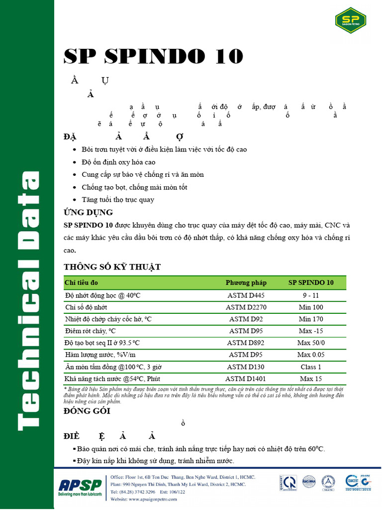 TDS - 535 - SP Spindo 10 - VN | PDF