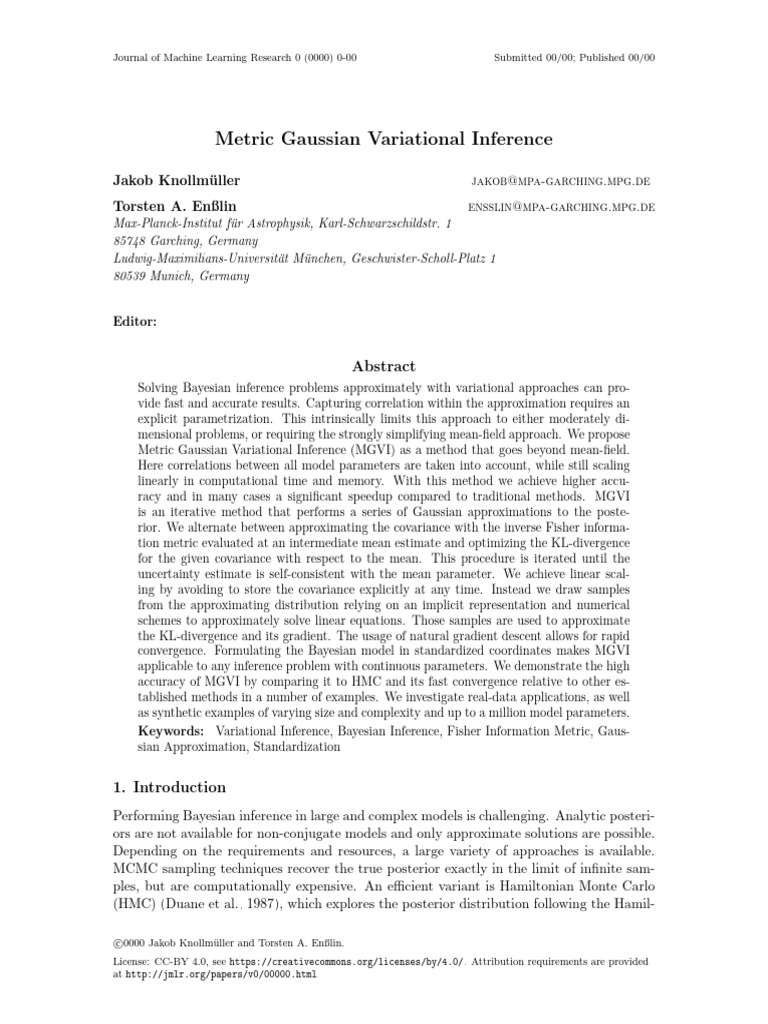Metric Gaussian Variational Inference: Jakob Knollm Uller Torsten A ...