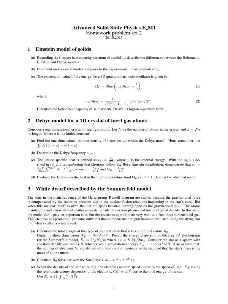 Advanced_Solid_State_HW2 | PDF | Phonon | Condensed Matter Physics