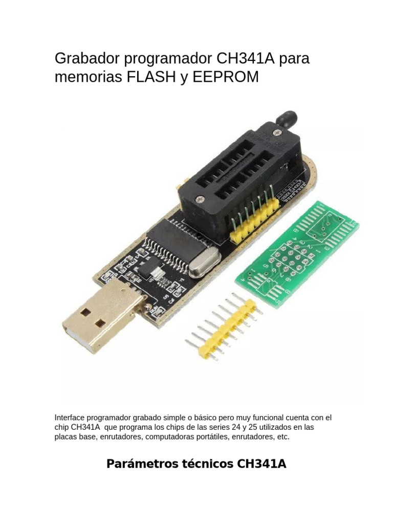Grabador Programador CH341A para Memorias FLASH y EEPROM | PDF | USB | Arquitectura de Computadores