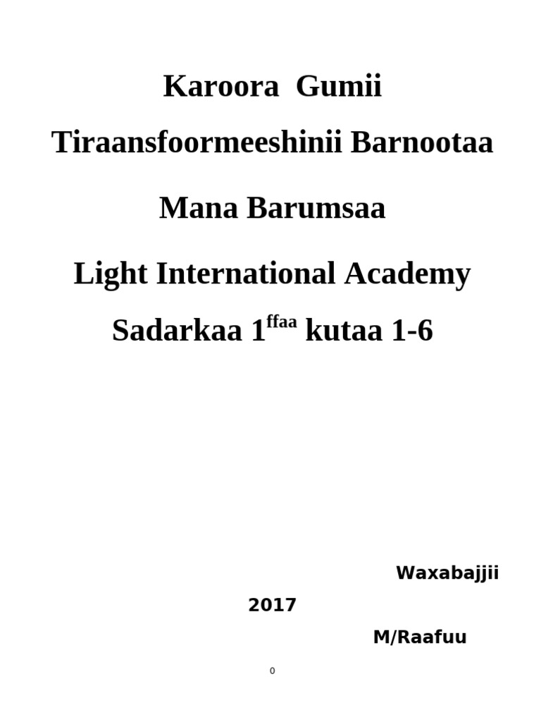 Karoora Gumii Tiraansfoormeeshinii MB Ifaa Tokkummaa Tokkummaa Kan | PDF