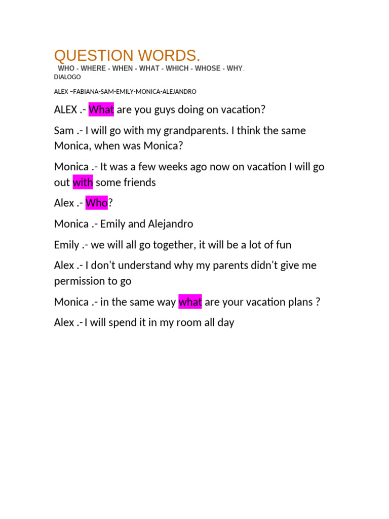 Question Words | PDF