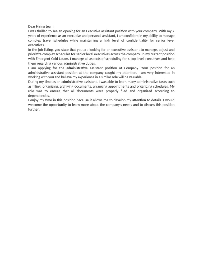 Cover Executive Assistant | PDF