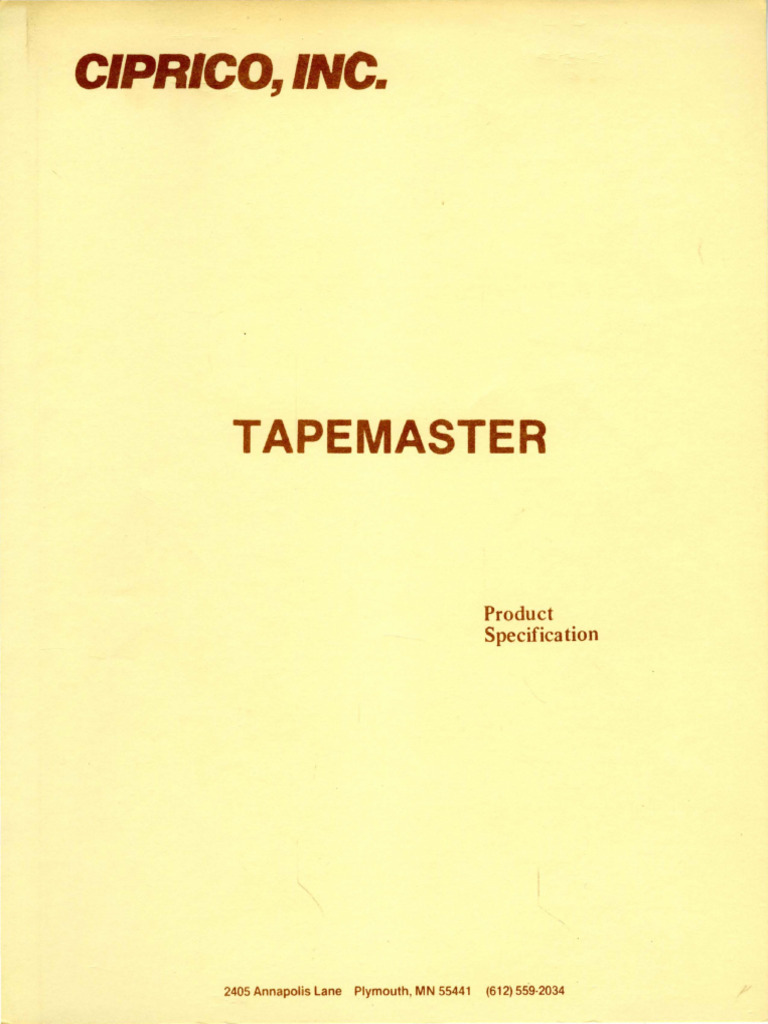 21010011_Tapemaster_Product_Specification_Jul83 | PDF | Pointer ...