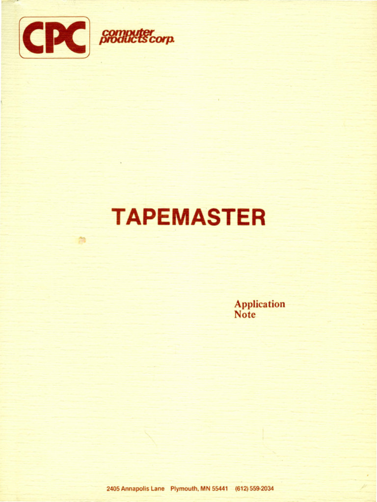 Tapemaster Application Note Aug81 | PDF | Pointer (Computer Programming ...