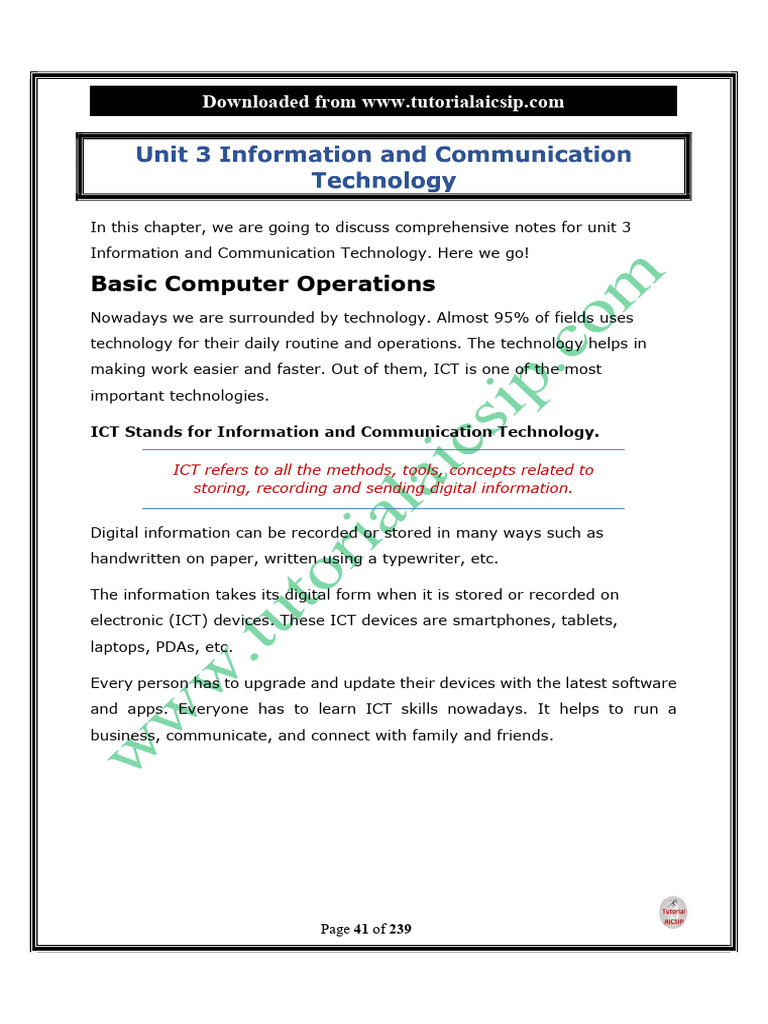 ICT Basics: Computer Operations Guide | PDF | Computer Virus | Computer ...