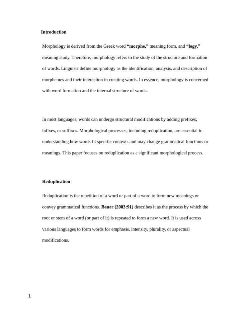 Morphology: Reduplication (An Overview) | PDF | Word | Morphology ...