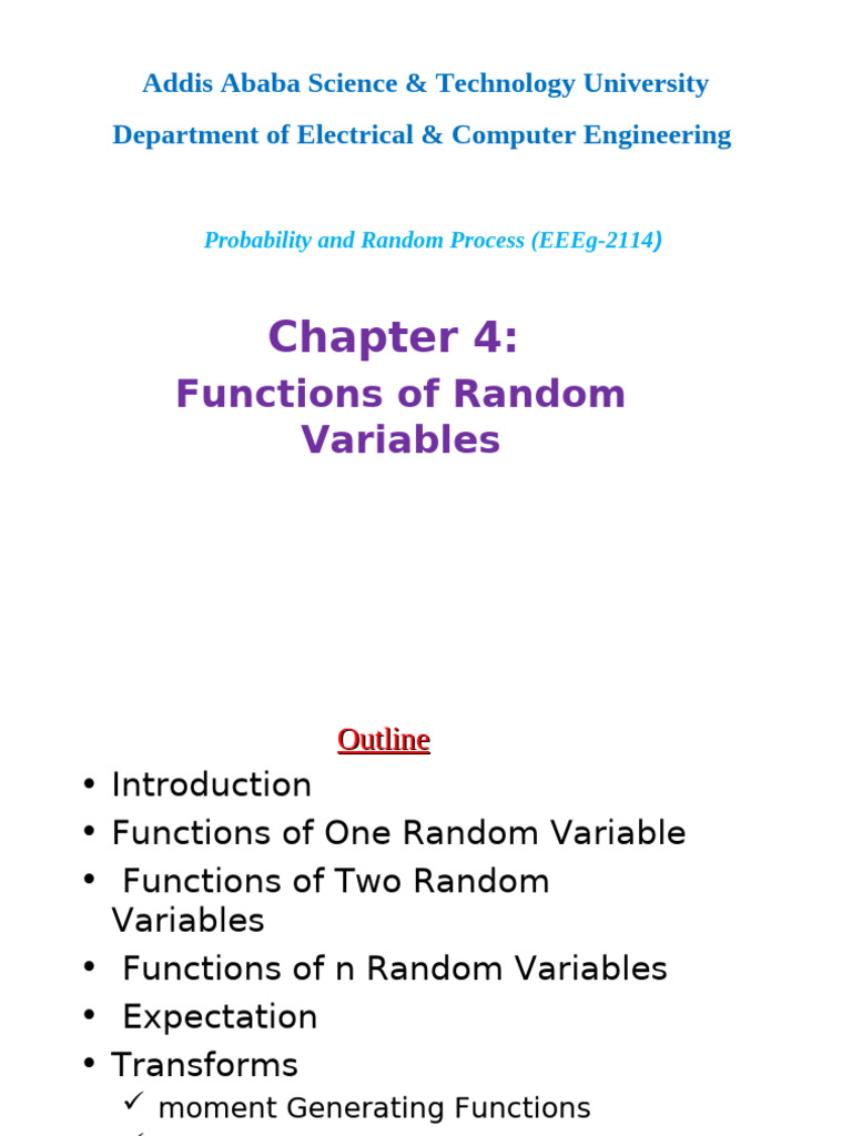 04 - Functions of Random Variables | PDF | Probability Density Function | Statistical Models