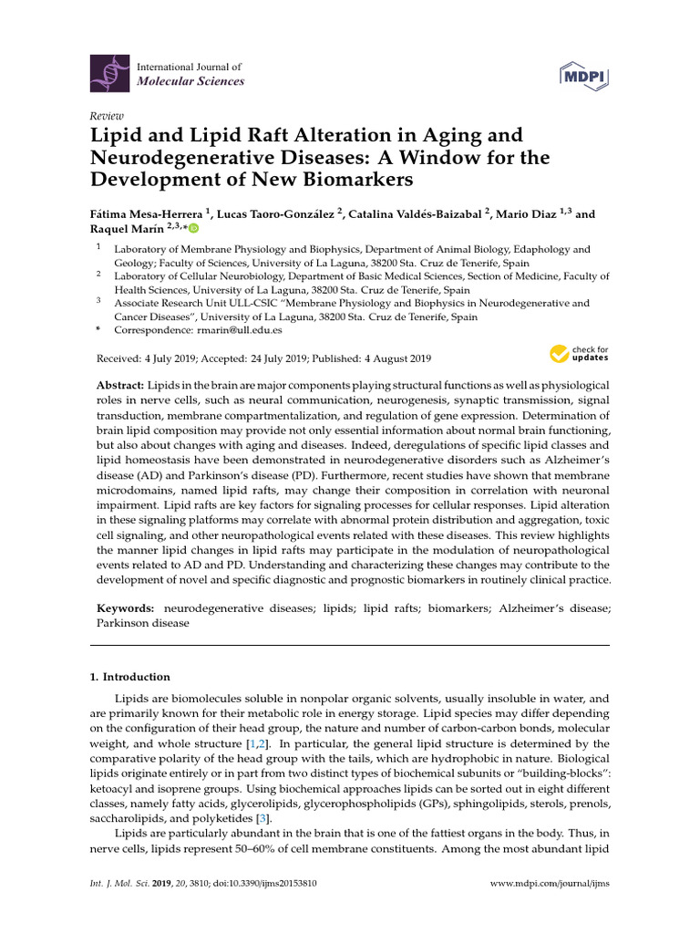 Lipids As Biomarkers of Brain Disorders Neurodegenerative Diseases ...