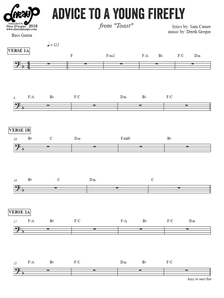 Carner & Gregor - Advice To A Young Firefly (From Toast) | PDF