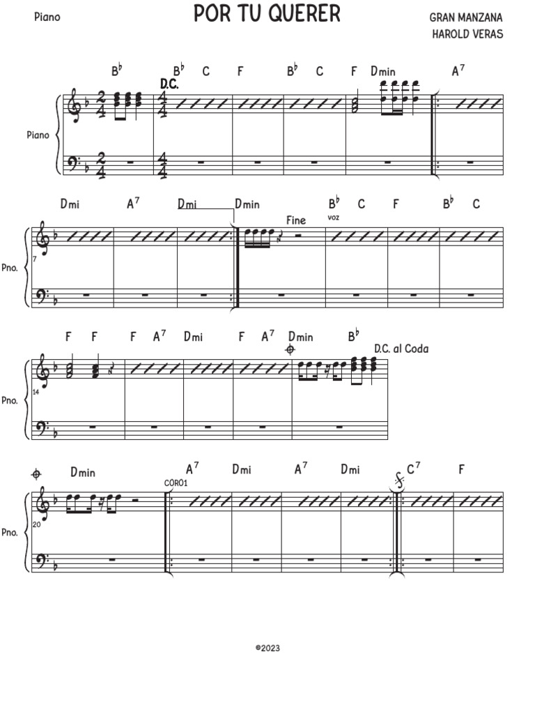 Por Tu Querer - Piano | PDF